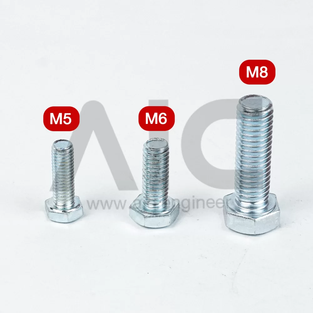 น็อตหัวหกเหลี่ยมชุบขาว M8x15-30 - EAM-A815