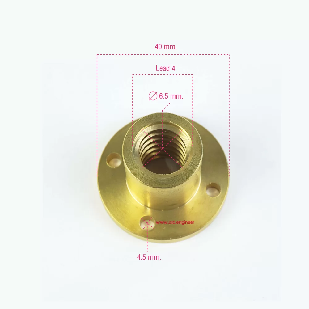 Trapezoidal Nut ทองเหลือง T16 Pitch4 Lead4