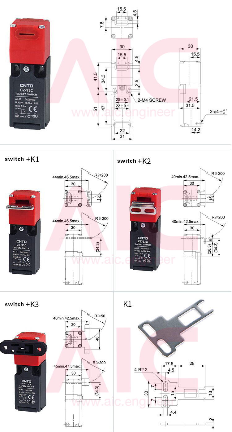 สวิทซ์นิรภัย Safety Switch CZ-93C (1NO1NC)