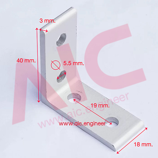 L Bracket 20mm Long Type สีเงิน/ดำ - BAB-2L