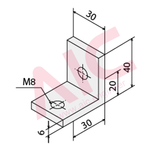 L Bracket 40mm สีเงิน/ดำ - BAB-4